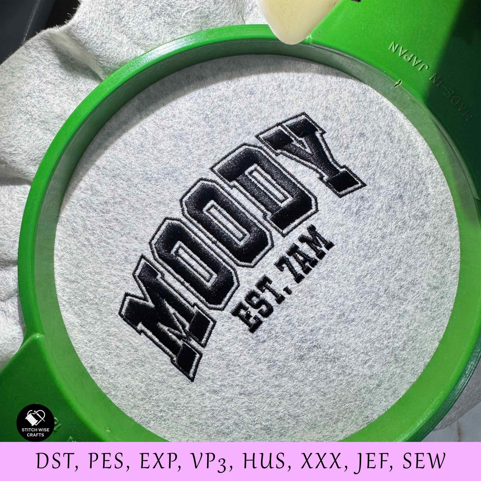 Moody EST.7AM Machine Embroidery Design File for Hats and Beanies, Gift ...