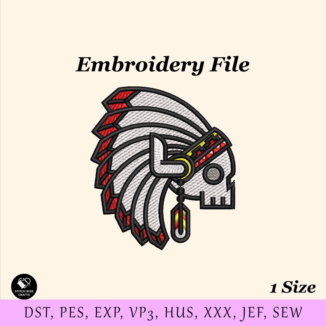 Aztec Skull Machine Embroidery Designs File for Hats & Beanies, Tribal ...
