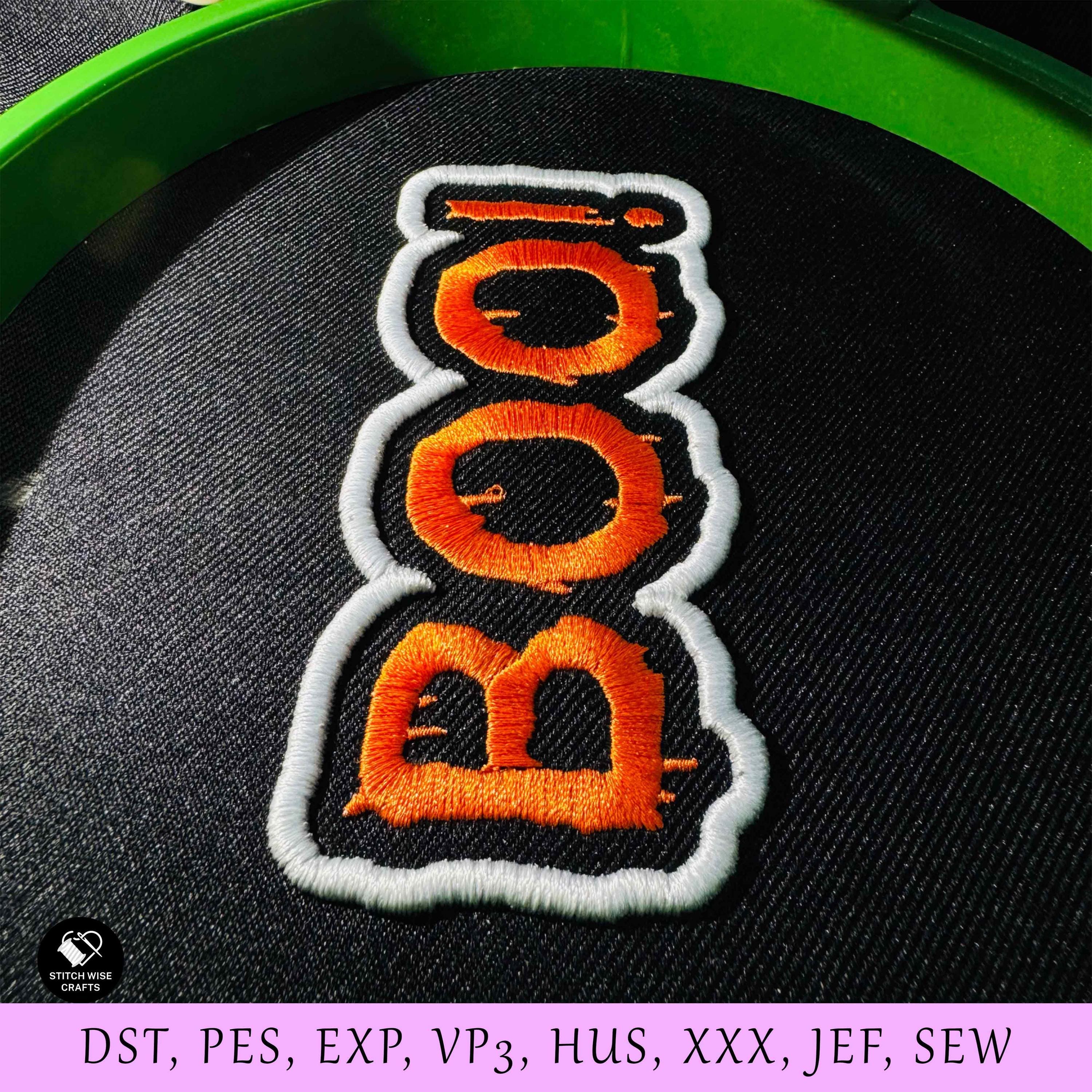 Boo Outline 3D Puff Machine Embroidery Designs File for Hats, Halloween ...
