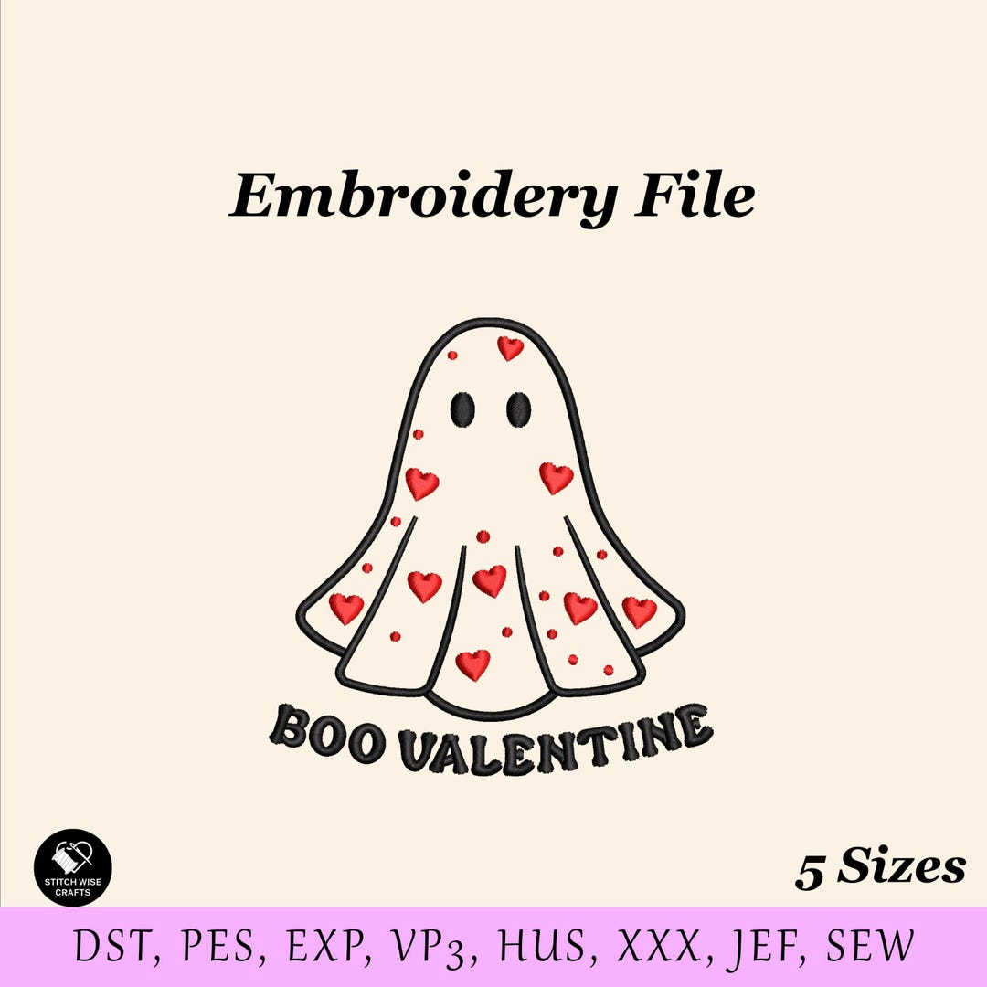 Boo Machine Embroidery File for Sweatshirts and Hoodie, Valentine ...