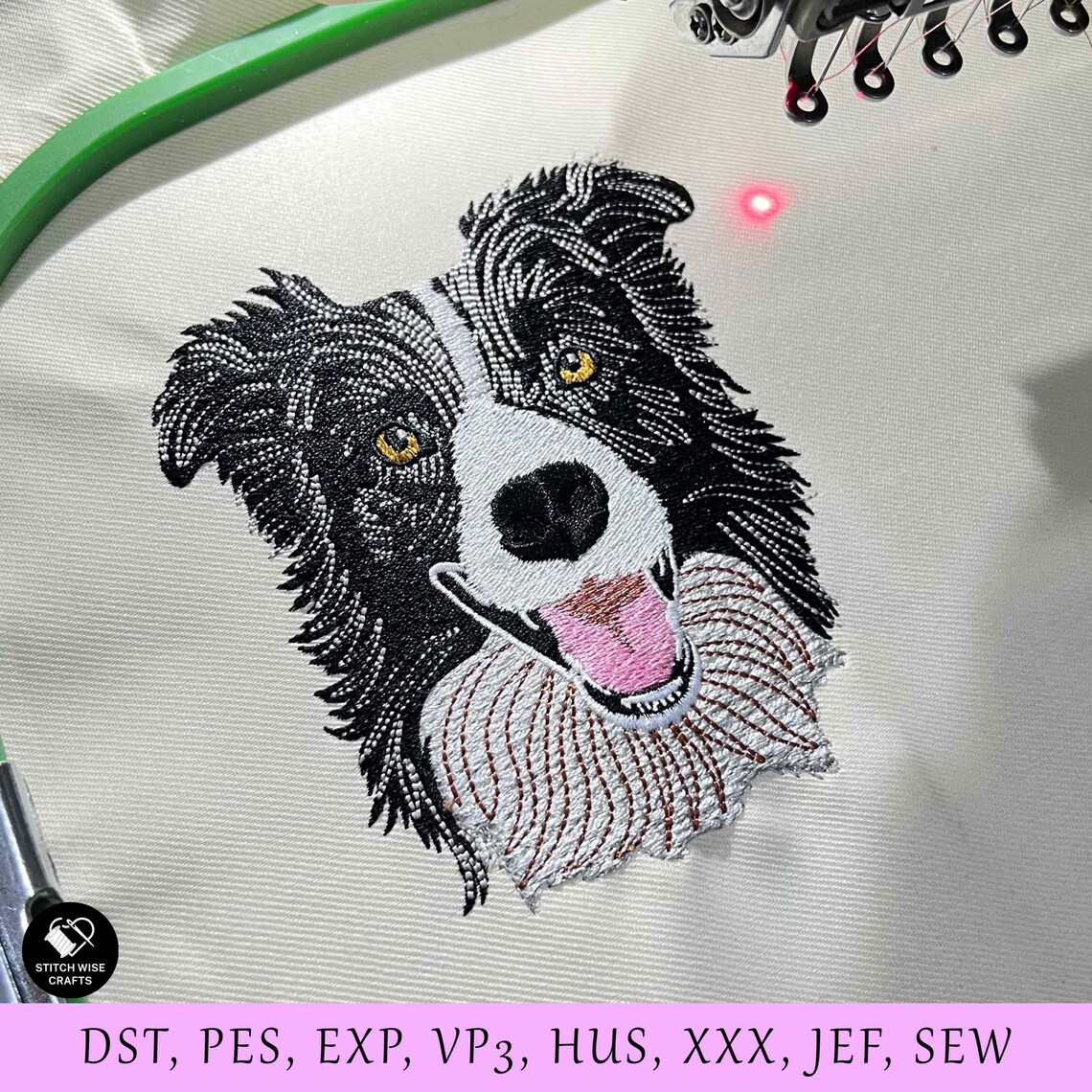 Collie Dog Machine Embroidery Design File for Sweatshirts and Hoodies ...