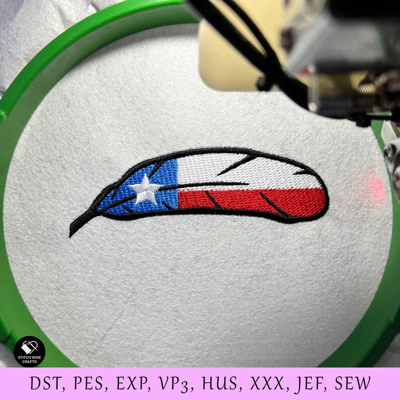 Texas Feather Machine Embroidery Design File for Hats and Beanie, Texas ...