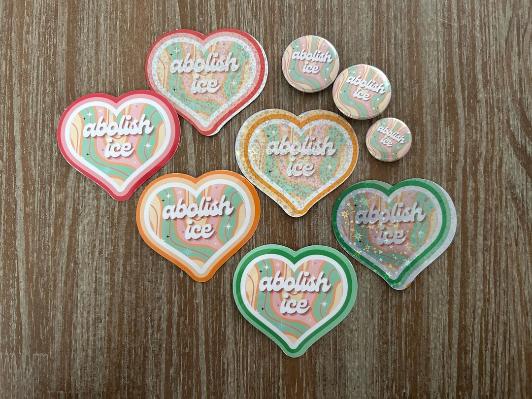 Abolish Ice Heart Sticker and Pin - Etsy
