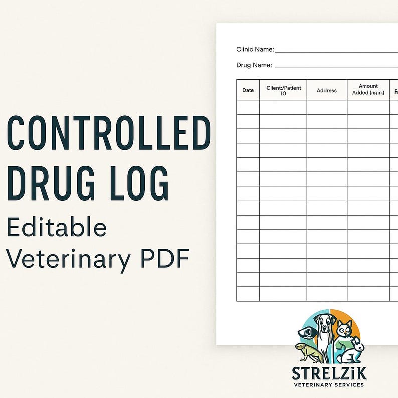 Vet Controlled Drug Log - Printable Veterinary Clinic PDF - Etsy