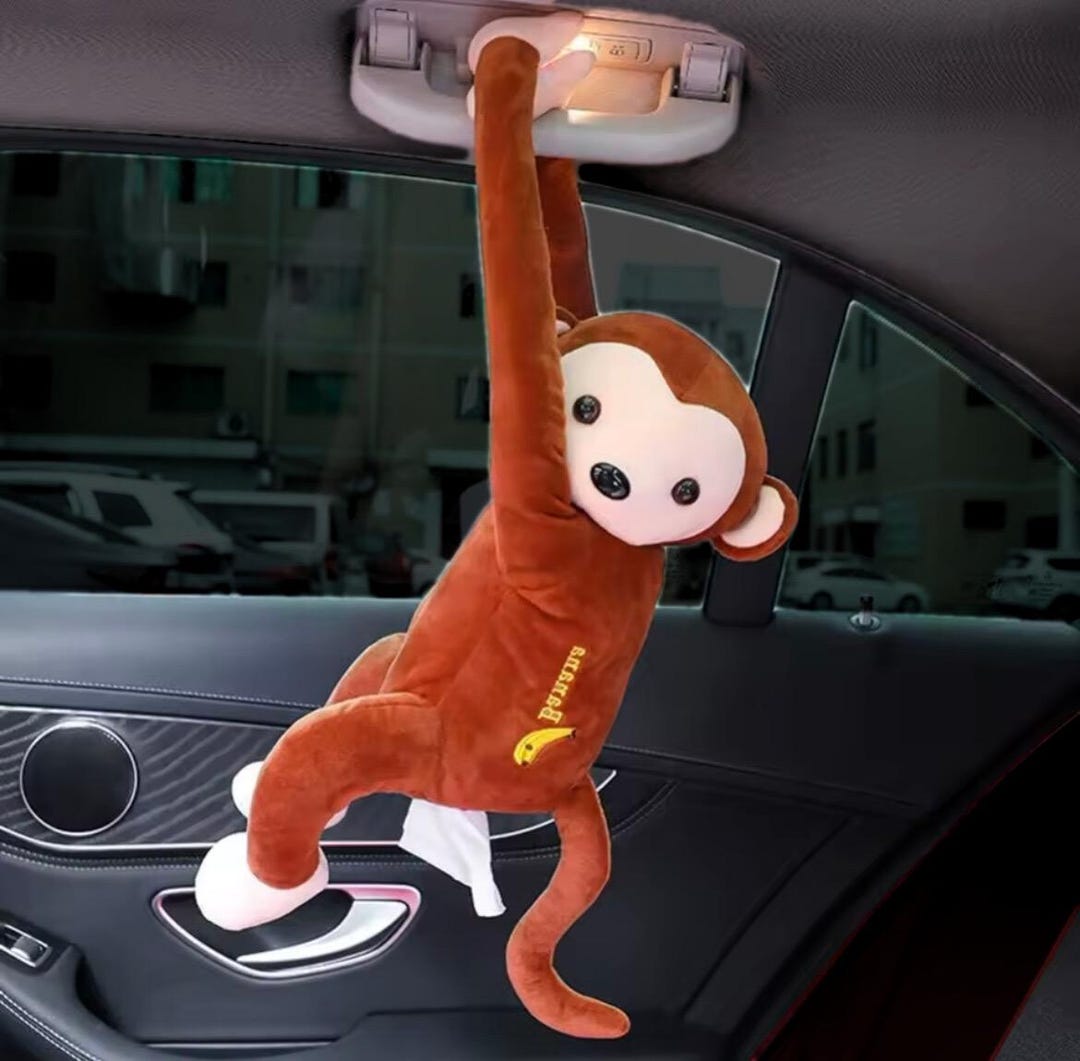 Monkey-shaped Tissue Holder for Car, Creative Plush Tissue Box, Napkin ...