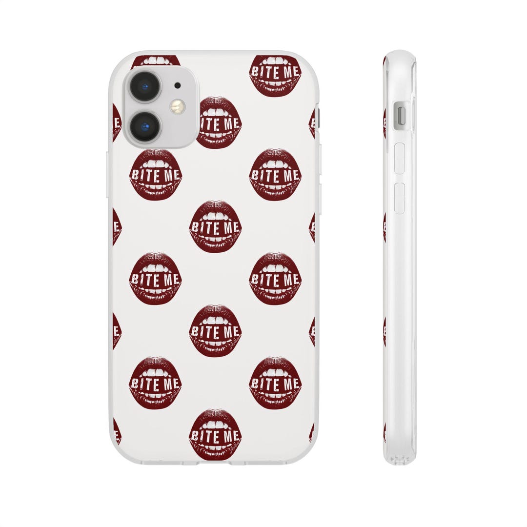 Flexi Cases - "bite Me" Deep Red Lips Clear iPhone Case, Phone Case ...