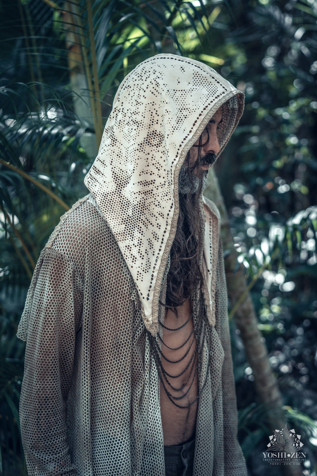 Balam-ha Laser Cut Chain Hood- Vegan Suede Festival Ceremony Hood - Etsy