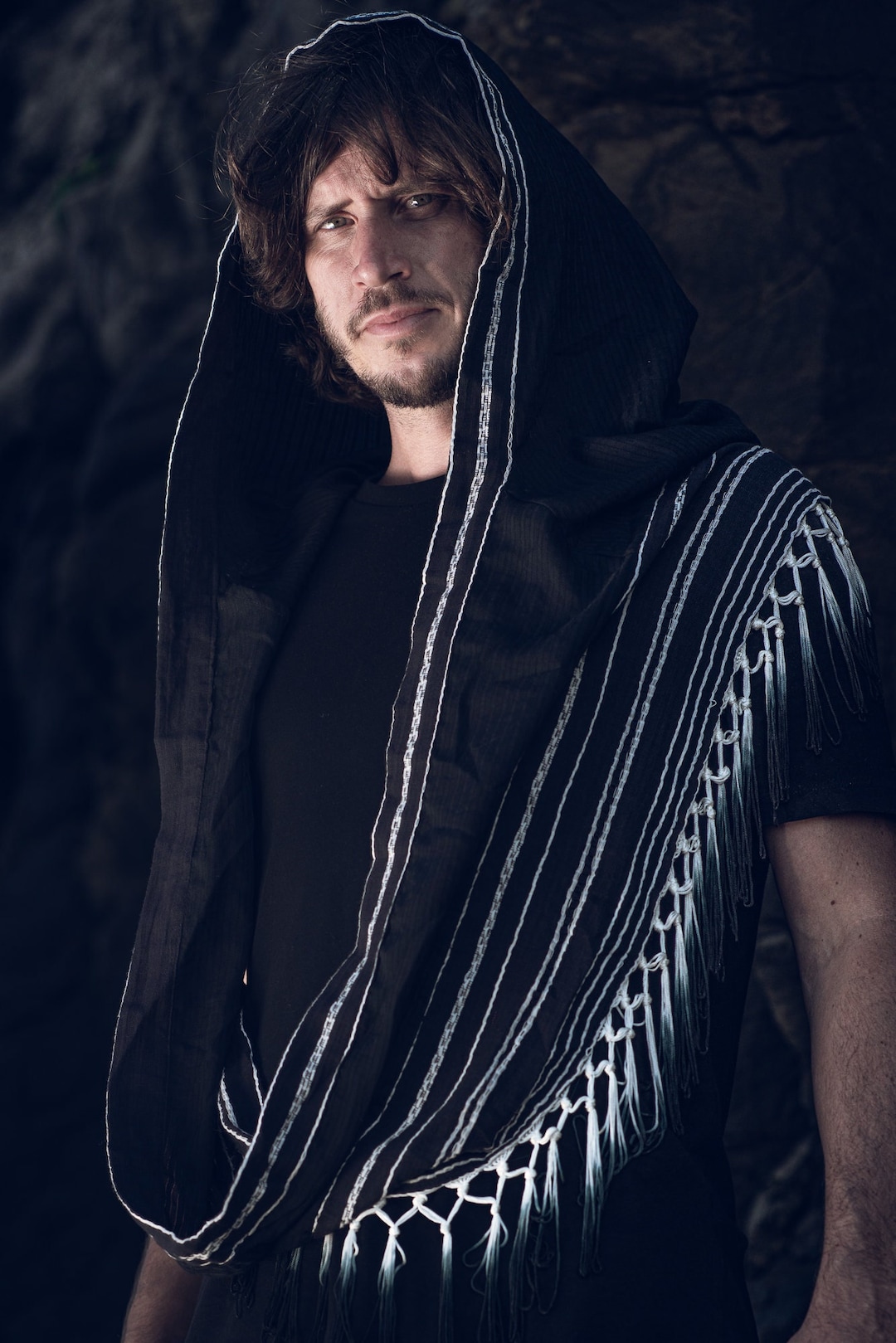 Black Ombre Fringe Hood- Shaman Ceremony Clothing- Tulum Ibiza Costume ...