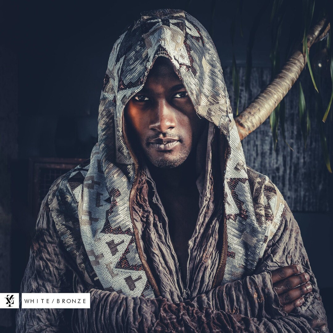 Tribal Warrior Sequin Hood | Multiple Colors | Reversible Mens Egyptian ...