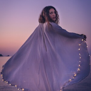 LED Kaftan (white/gold) - Light up Cotton Ceremony Festival Kundalini ...