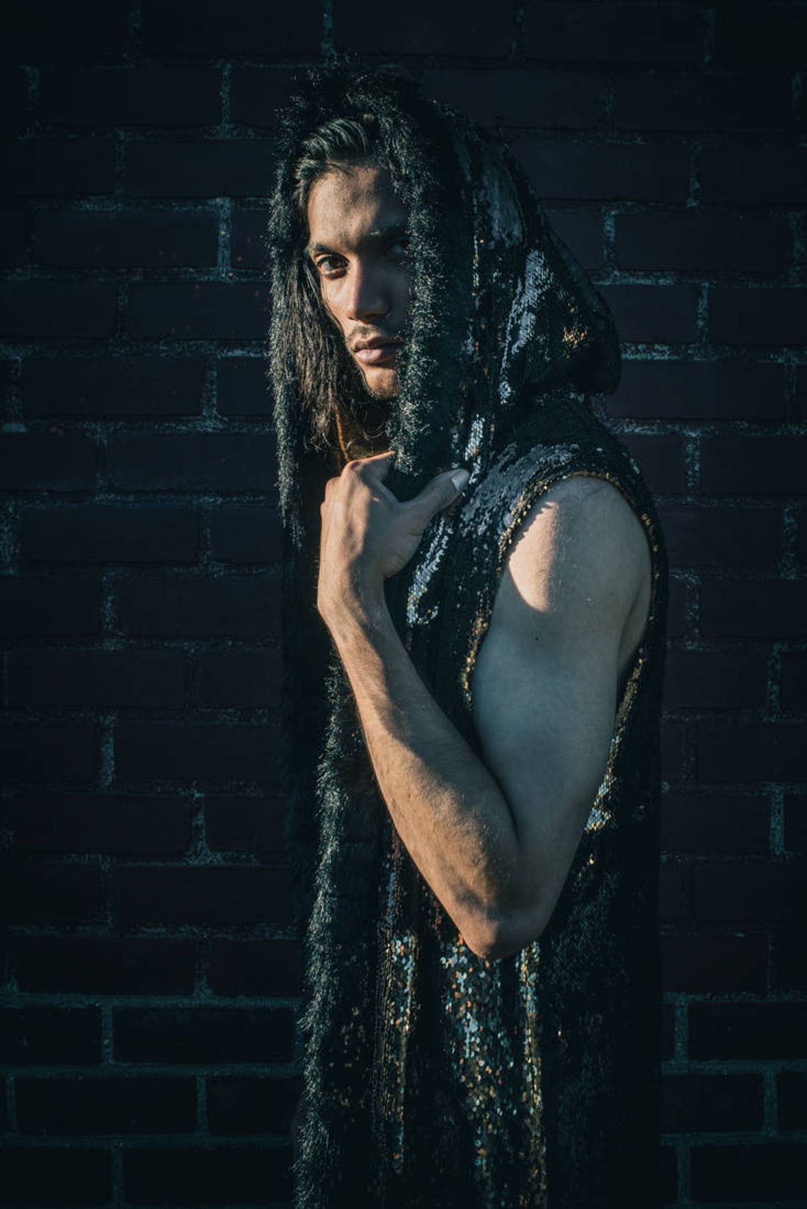 Men's Sequin Warrior Robe- Multiple Colors - Faux Fur Velvet Festival ...
