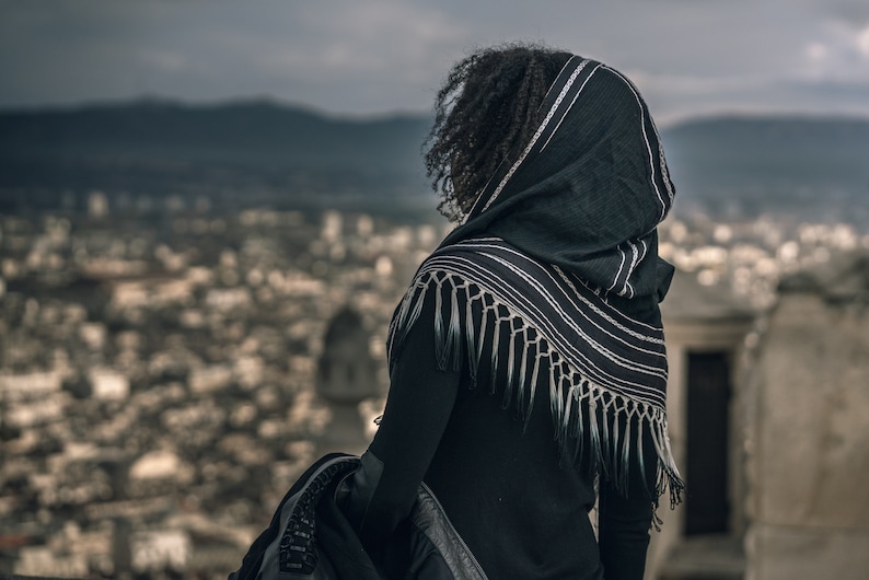 Black Ombre Fringe Hood- Shaman Ceremony Clothing- Tulum Ibiza Costume ...