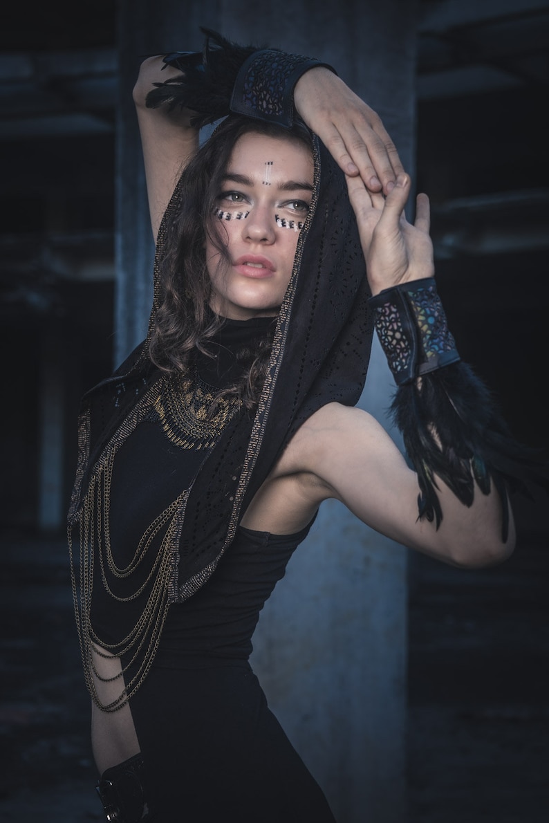 Cosmic Druid Laser Cut Chain Hood Post-apocalyptic Festival | Etsy