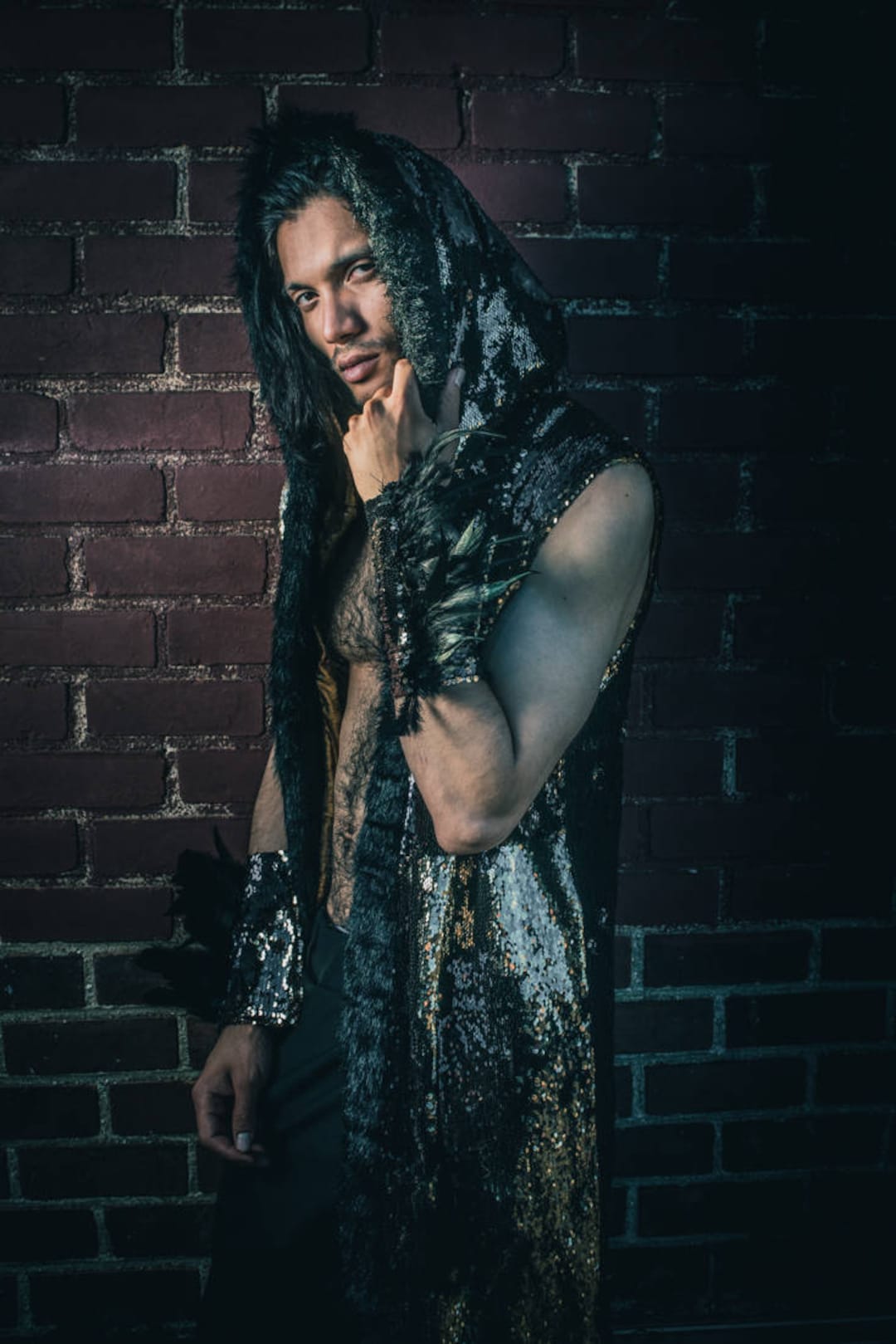 Men's Sequin Warrior Robe- Multiple Colors - Faux Fur Velvet Festival ...