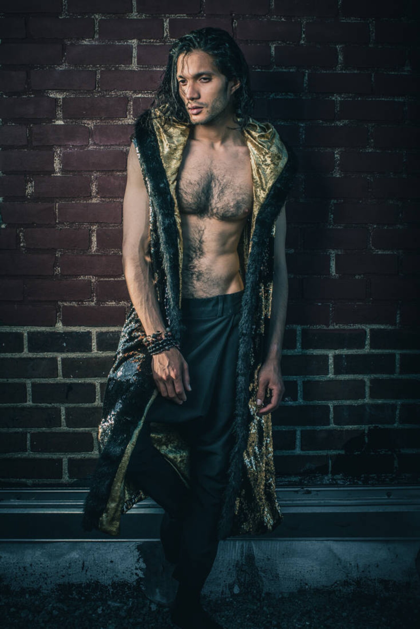 Men's Sequin Warrior Robe- Multiple Colors - Faux Fur Velvet Festival ...