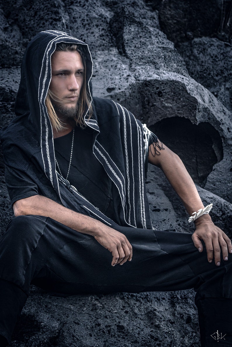 Black Ombre Fringe Hood- Shaman Ceremony Clothing- Tulum Ibiza Costume ...