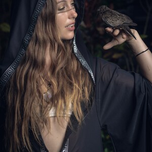 Luminous Oracle Kimono (black & Silver) Mesh Festival Kimono Robe With ...