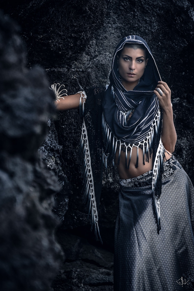 Black Ombre Fringe Hood Shaman Ceremony Clothing Tulum Ibiza - Etsy
