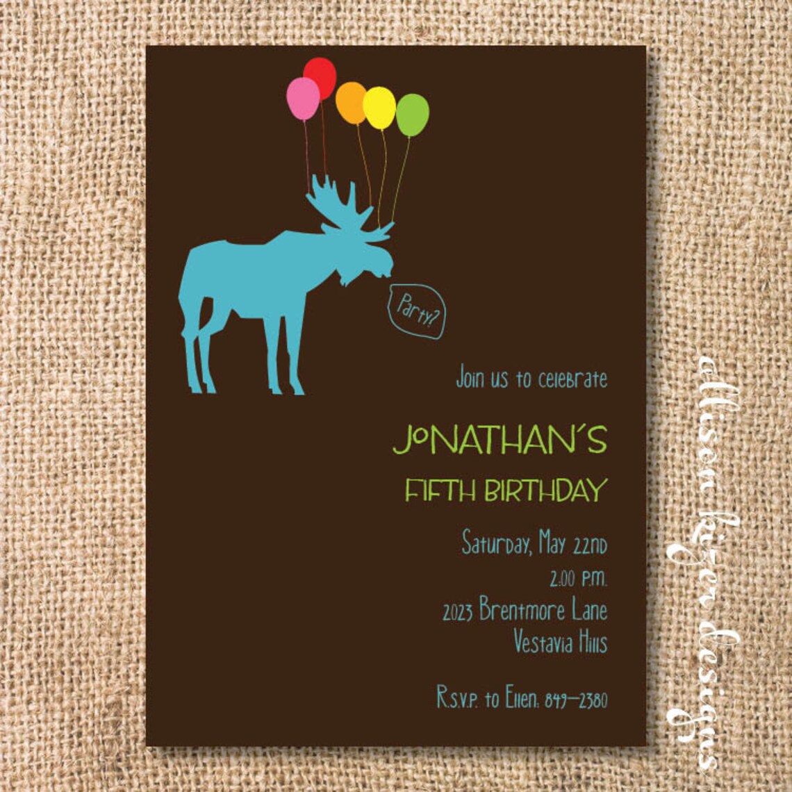 Moose Party Animal Printable Invitation Hipster Birthday Party | Etsy
