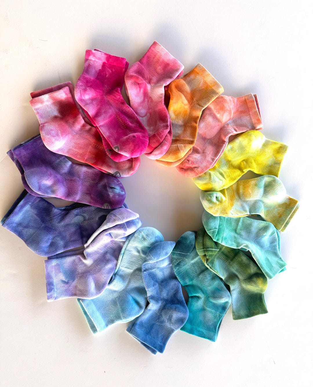 Ice Dye Ankle Socks, Colorful Tie Dye Mid Crew Socks Rainbow Women's ...
