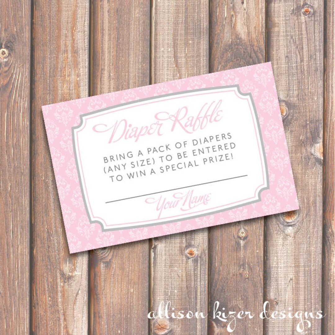 Florence Pink and Gray Baby Shower Diaper Raffle Tickets - INSTANT ...