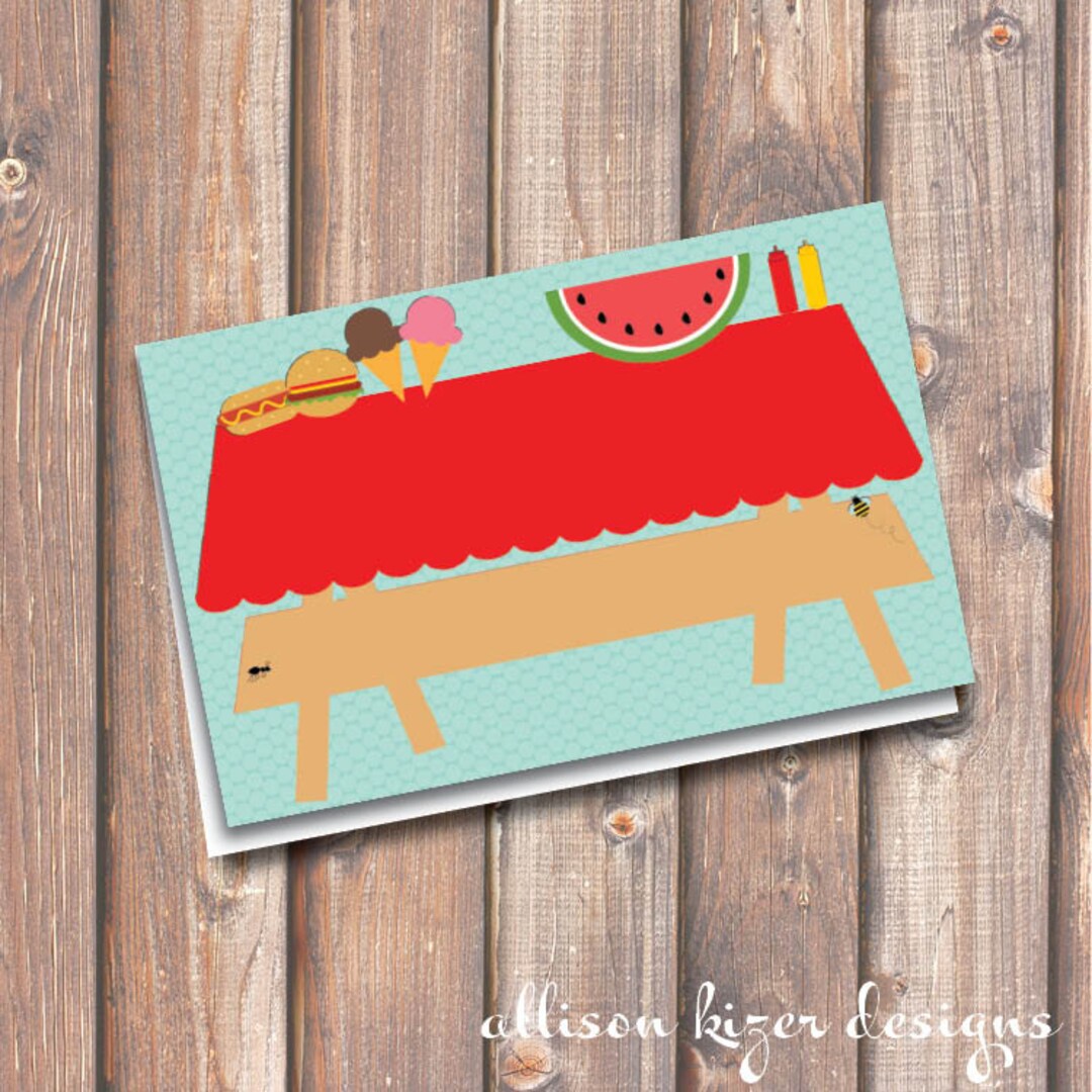 Picnic Place Cards Cute Picnic Table Printable Food Tags or Placecards ...