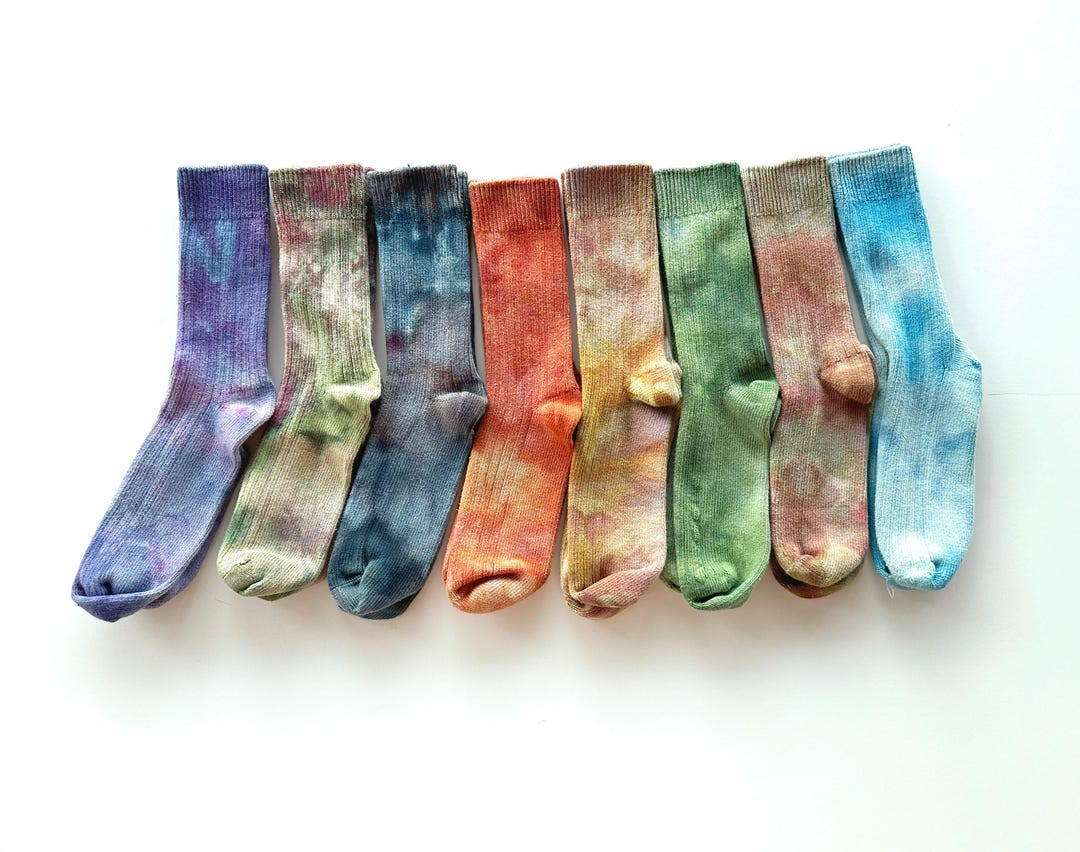 Ice Dye Crew Socks, Soft Cotton Tie Dye Slouchy Socks, Comfy Hand Dyed ...
