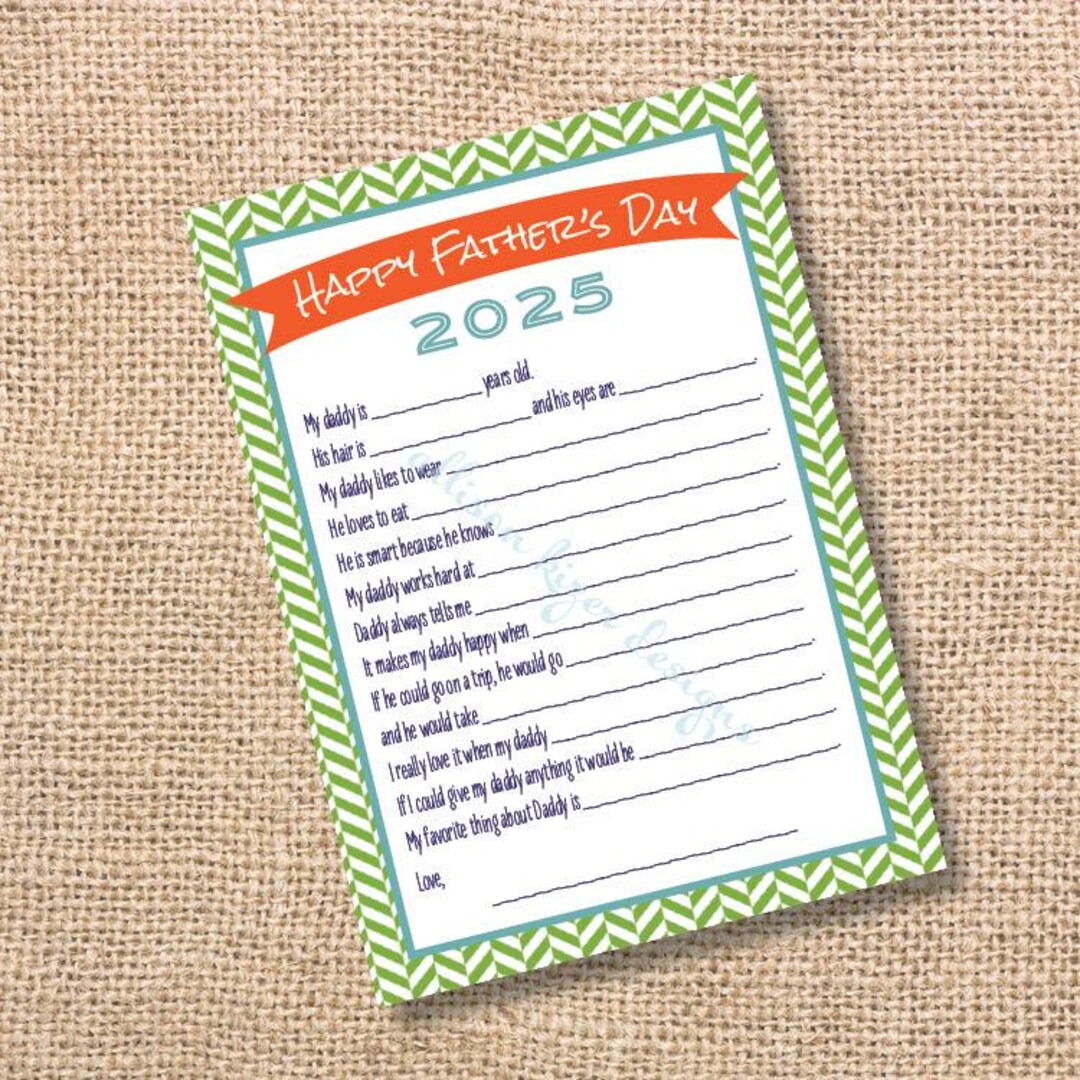 DIY Printable Father's Day Card Fill in the Blank Mad Libs Kids' Craft ...
