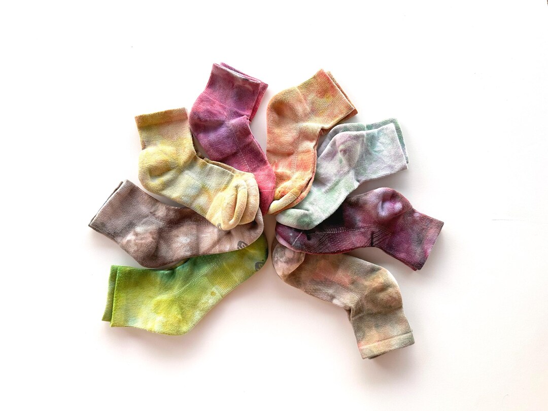 Ice Dye Ankle Socks, Colorful Tie Dye Mid Crew Socks Rainbow Men's or ...