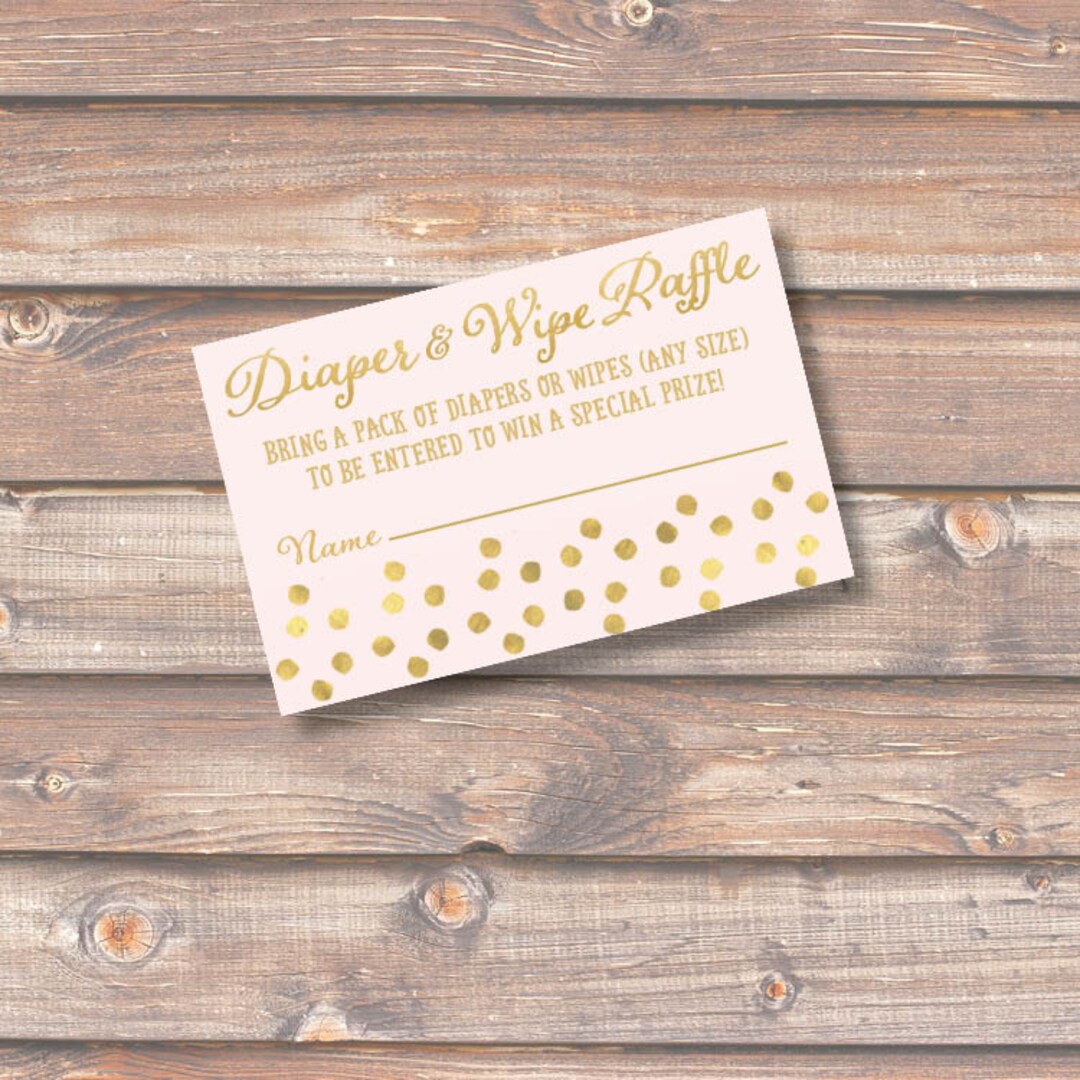 Diaper and Wipes Raffle Tickets Pink Gold Confetti Baby Girl Shower ...