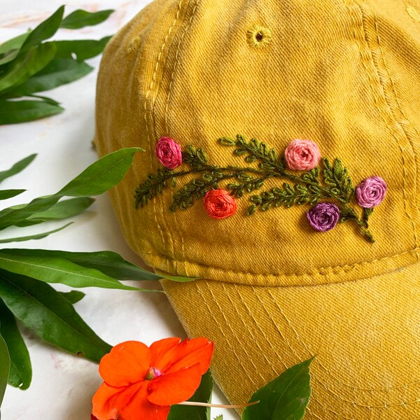 Embroidered Hat Floral - Etsy