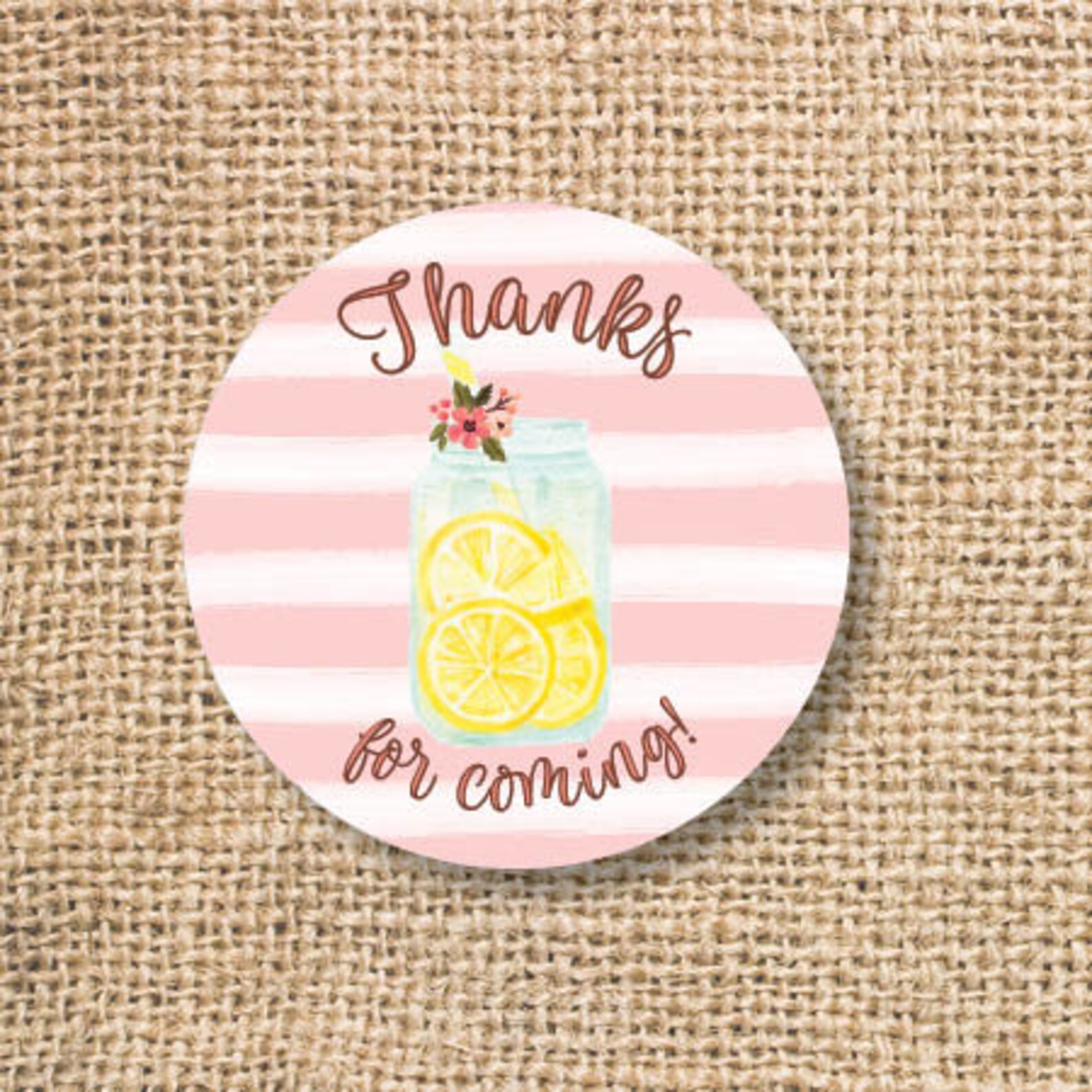 Pink Lemonade Favor Tags Watercolor Lemon Pink Striped Baby Shower Twin ...