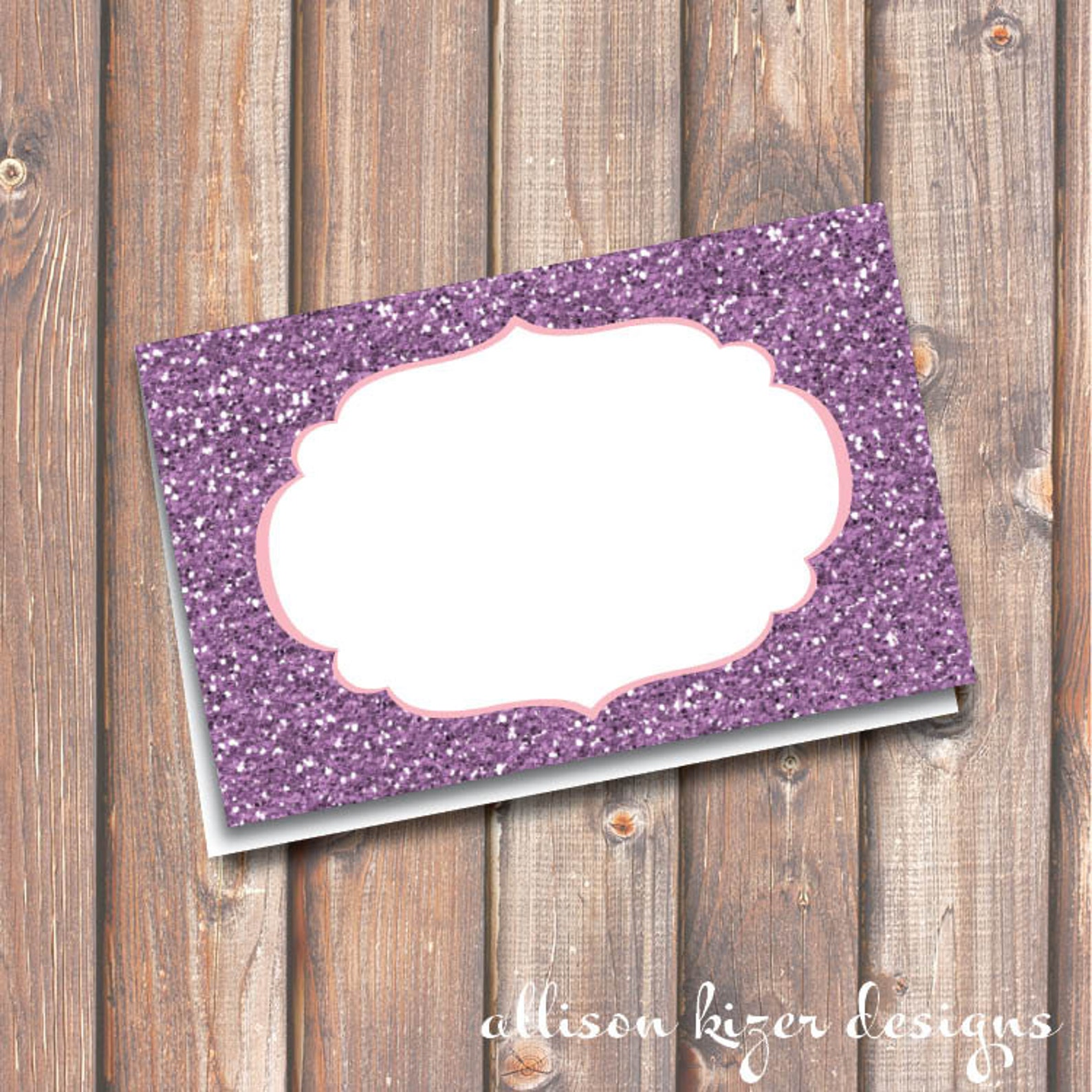 Purple Glitter Printable Food Tags or Placecards 3.5 X - Etsy