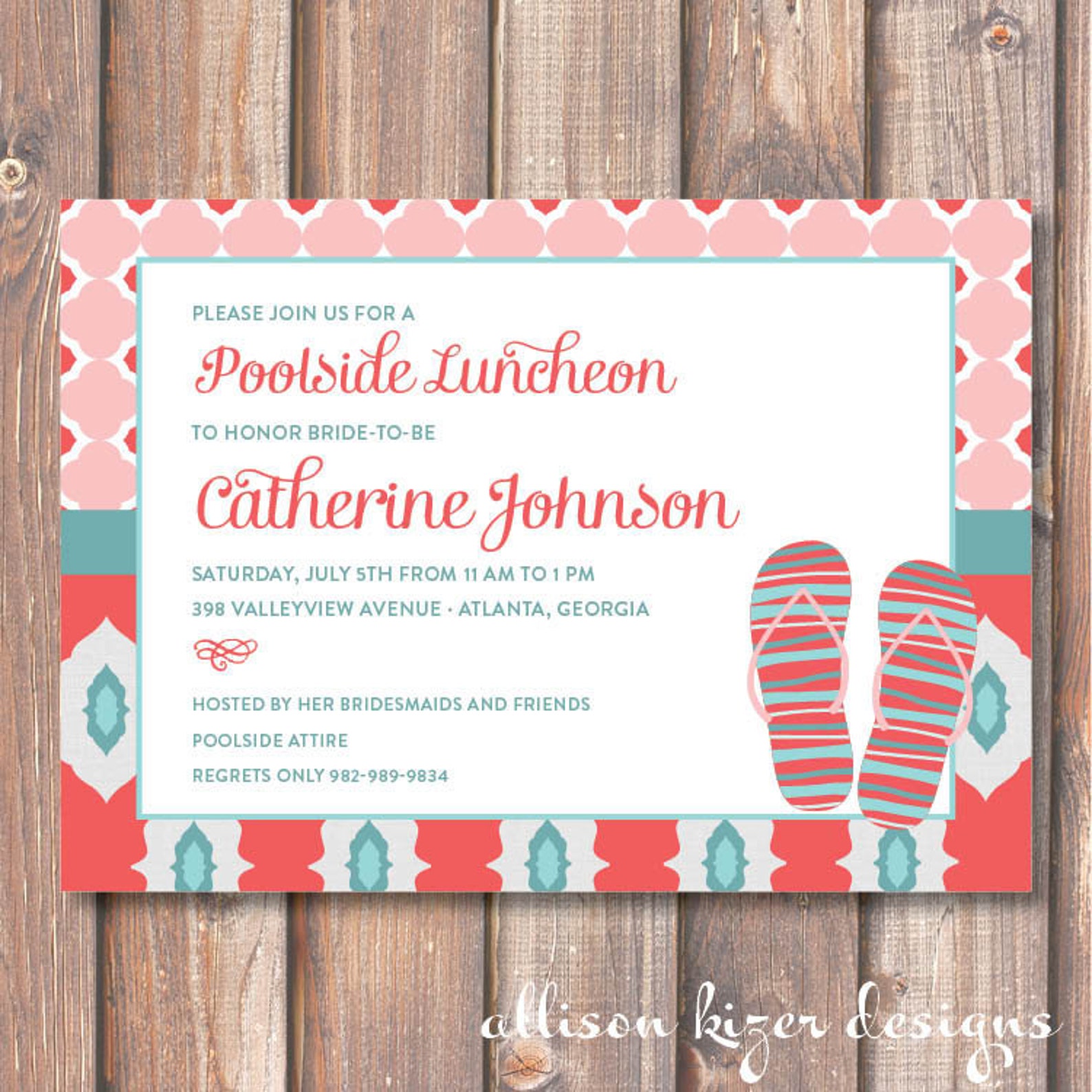 Boho Summer Bridal Shower Pool Party Girls Birthday Invite Baby Girl ...