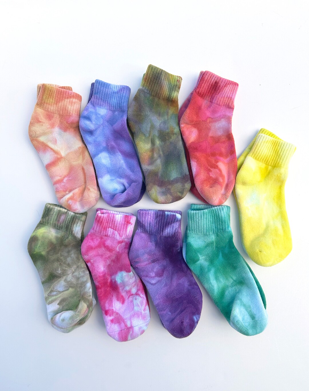 Kids Tie Dye Socks, Colorful Ice Dye Mid Crew Cushion Quarter Socks ...