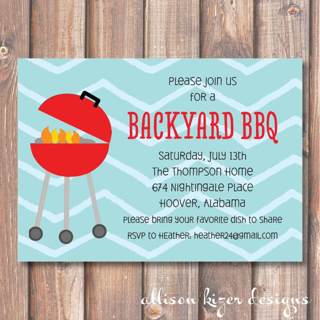 Backyard BBQ Printable Invitation Summer Cookout Invitation Baby-q ...