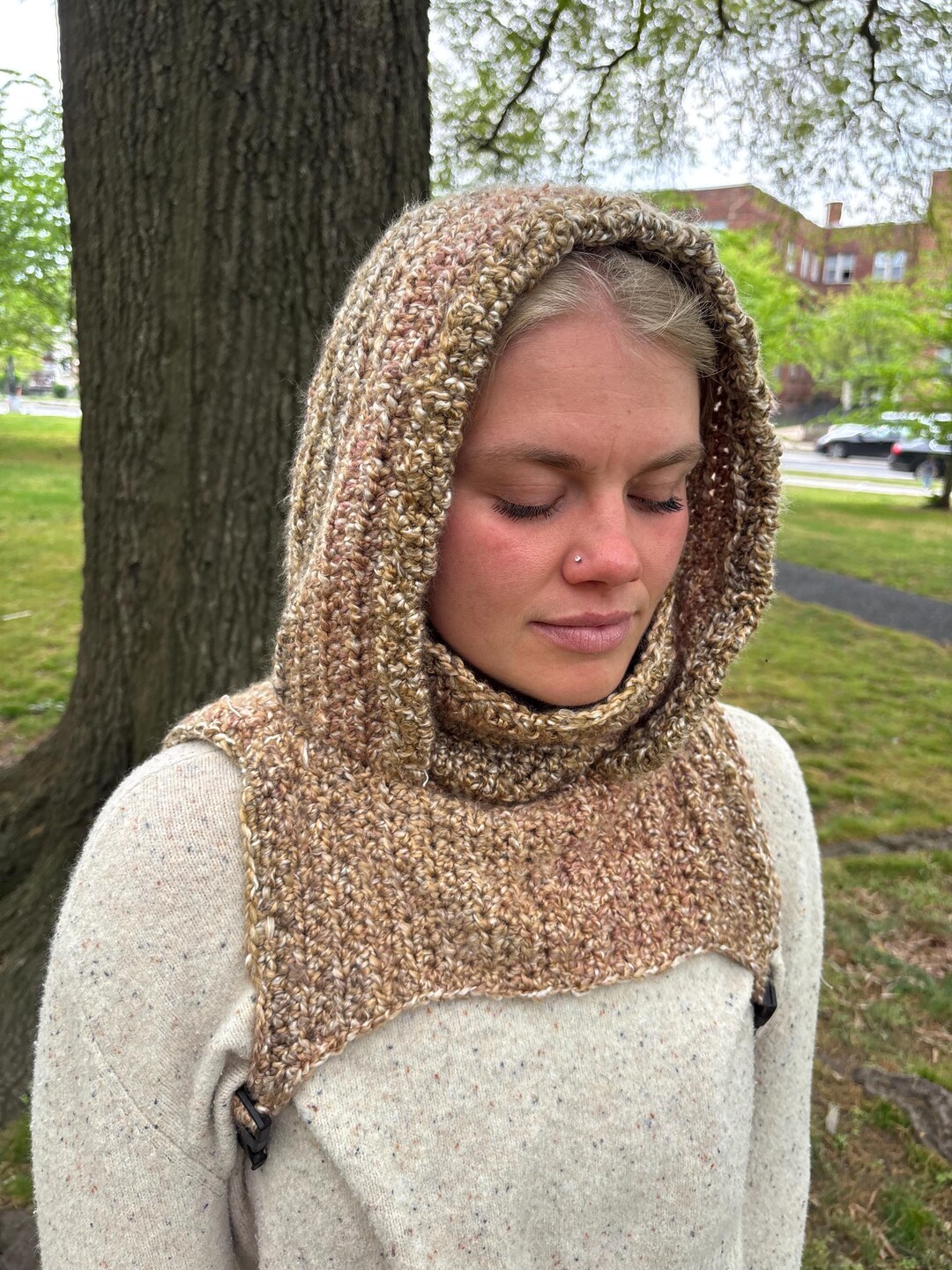 Handmade Crochet Hood | Warm Knit Cowl Neck | Multipurpose Scarf | Hood ...