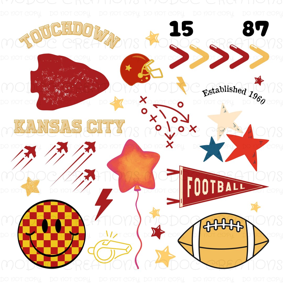 Kansas City Football Clipart PNG | Game Day Stickers | Chiefs-inspired ...