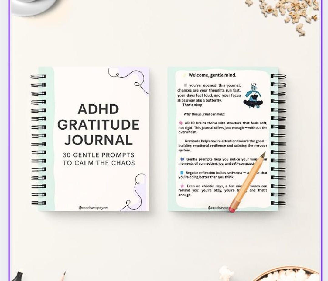 ADHD Gratitude Journal | Mindful Daily Prompts for Focus, Self-love ...