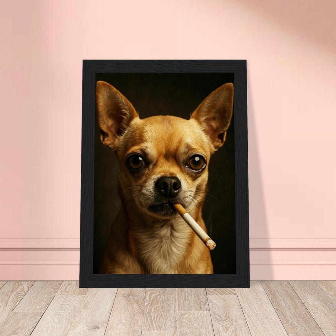 Chihuahua Smoking a Cigarette Poster, Funny Gothic Wall Decor - Etsy
