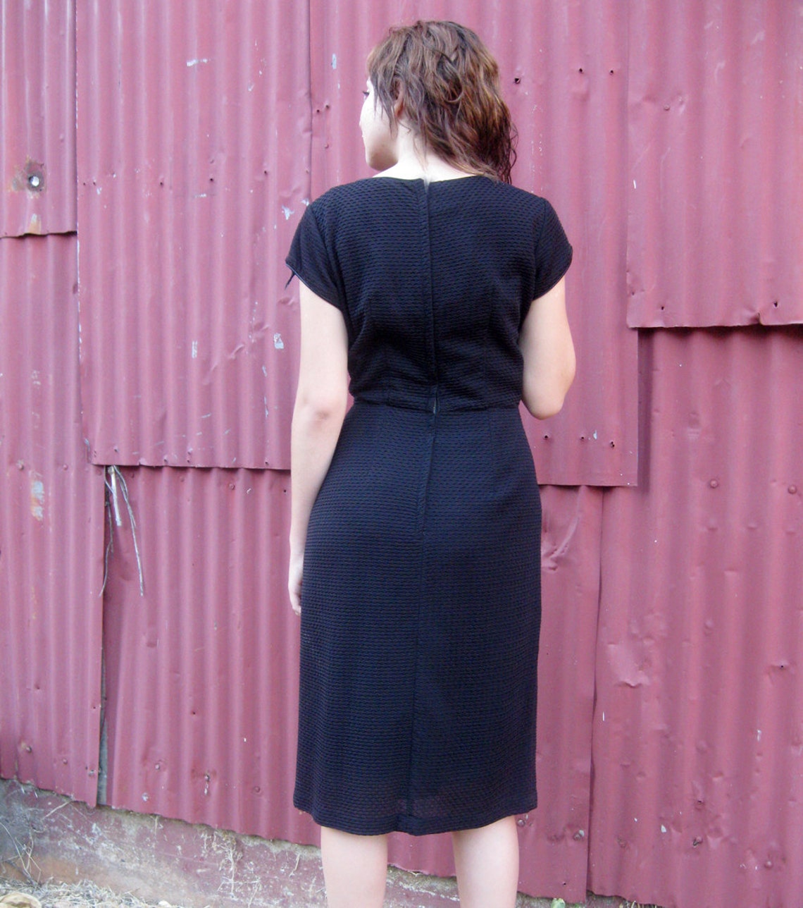 1950s Dress Vintage Shift Black Wiggle Dress Classic S Etsy