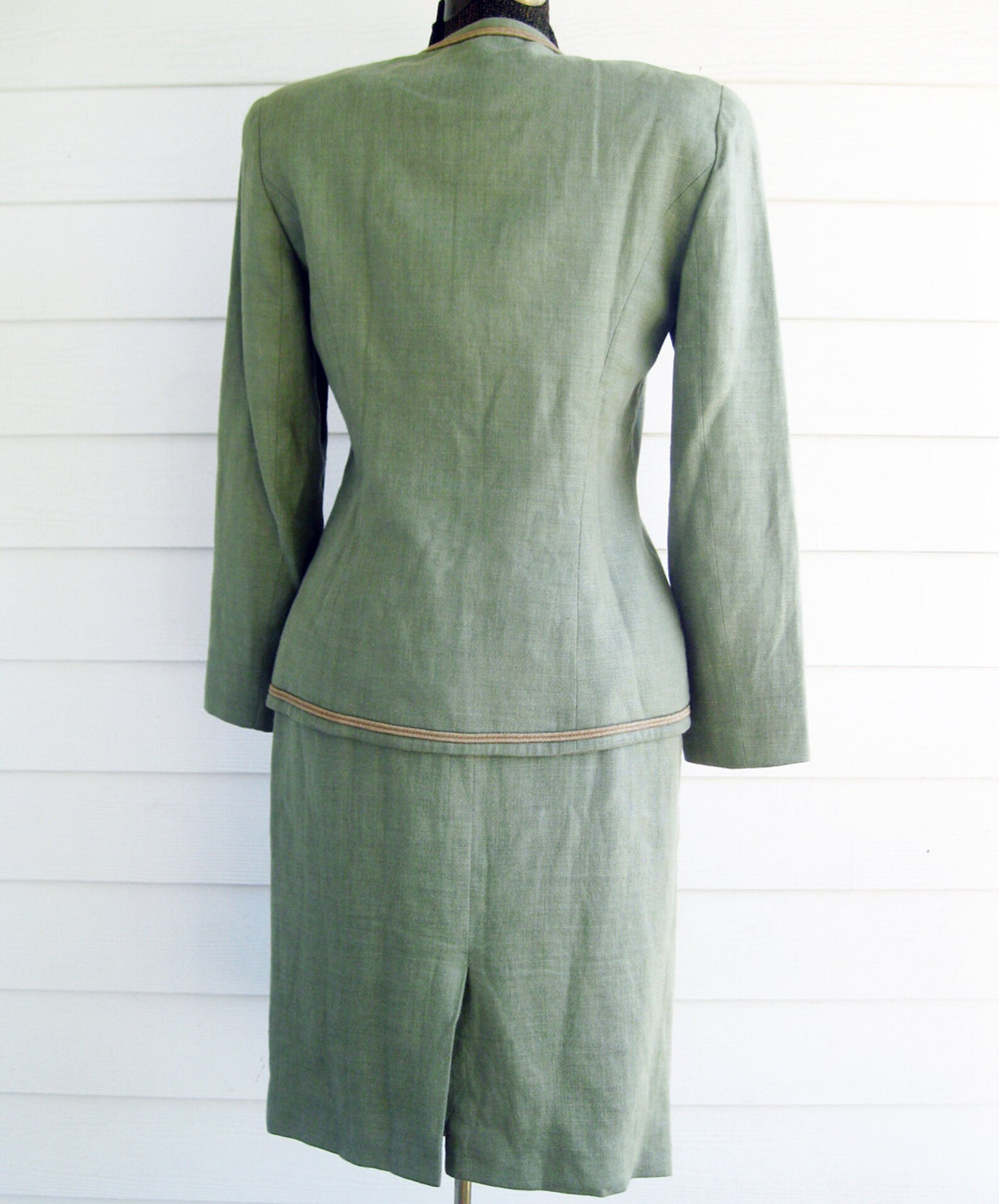 Designer Scaasi Suit Lightweight Linen Moss Green S - Etsy