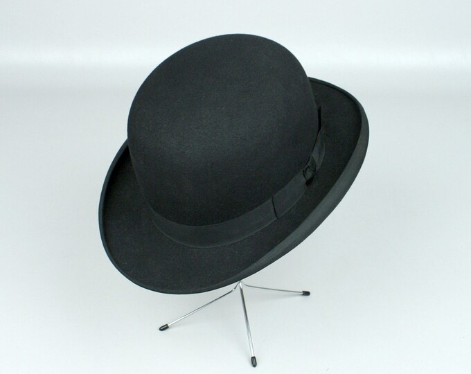 Vintage 1930s Hat BLACK DERBY BOWLER • Fahey Brockman - Etsy
