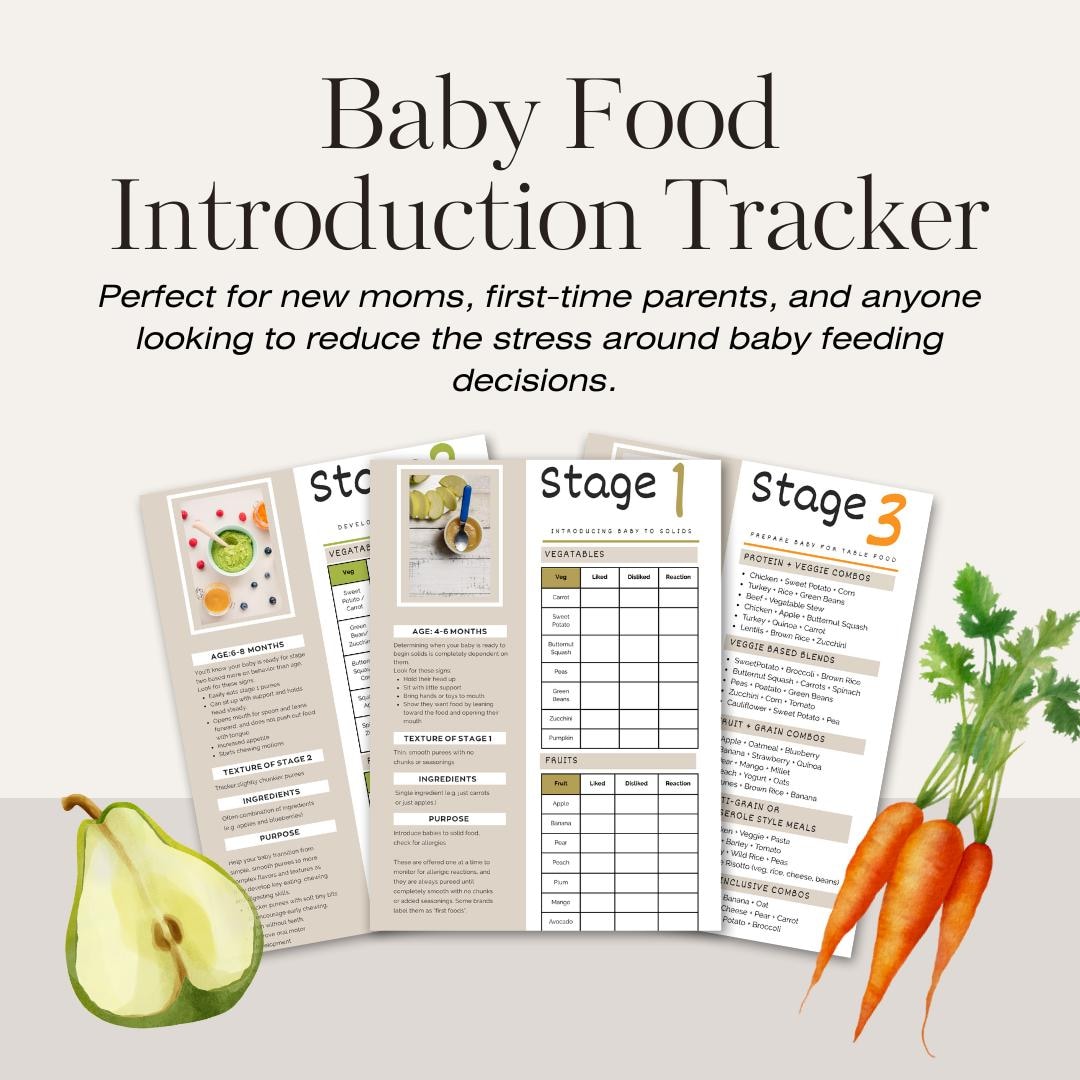 Baby Food Introduction Tracker | 3 Stage Feeding Guide | Printable Baby ...