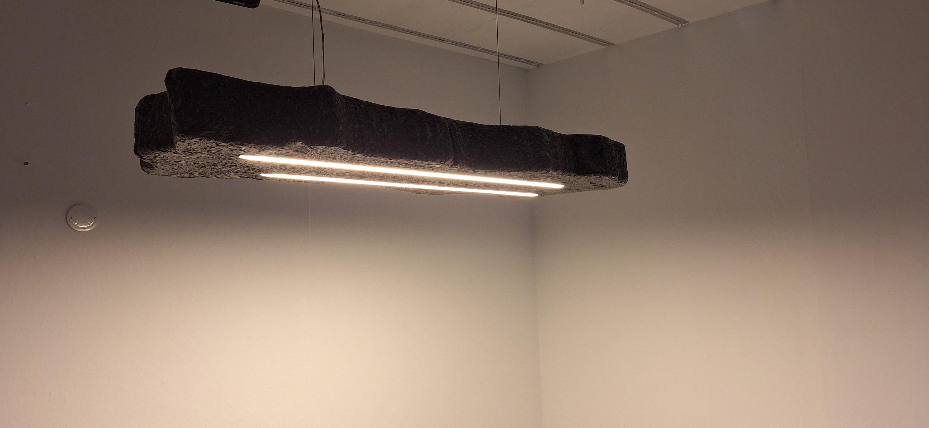 Suspended Lighting Fixture, Stone Slab Look. Industrial Design, Wabi ...