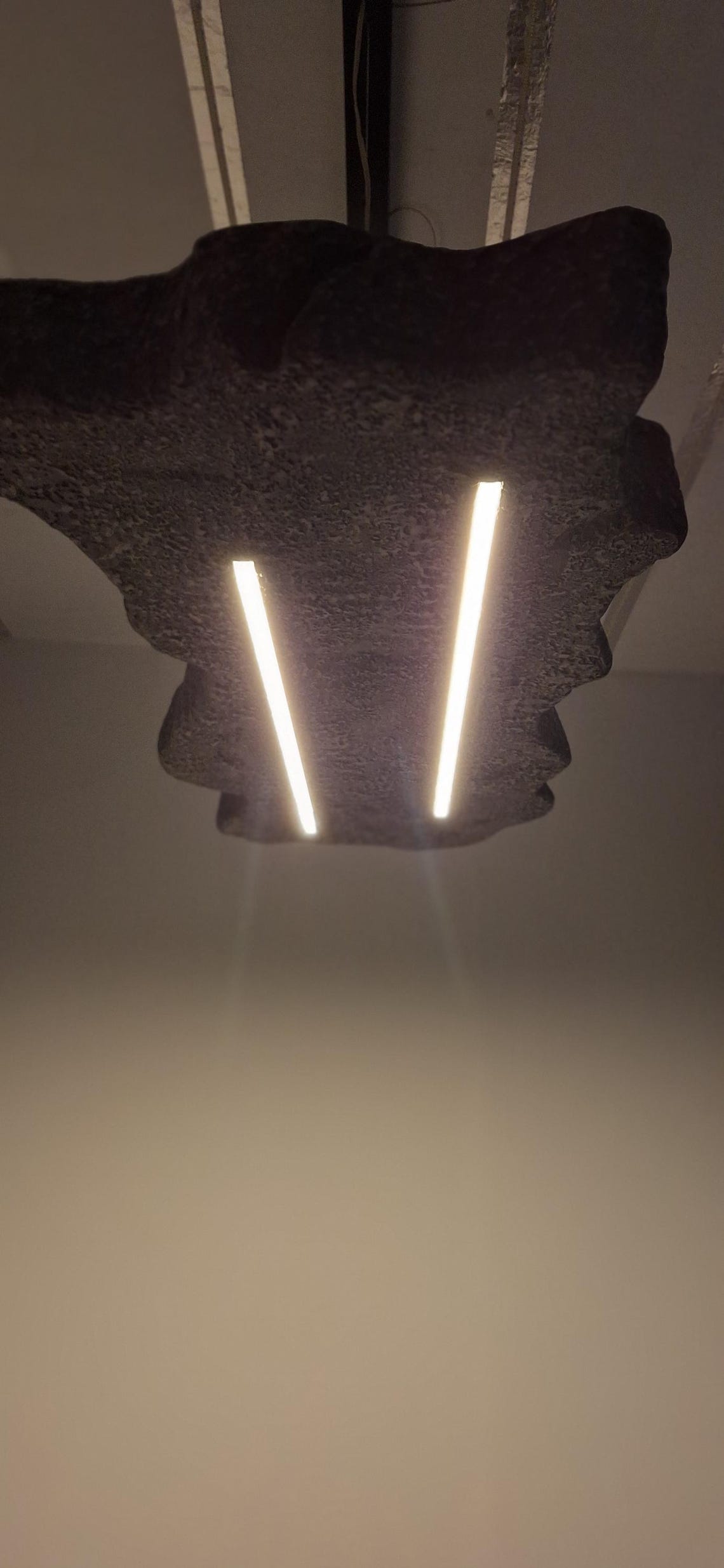 Suspended Lighting Fixture, Stone Slab Look. Industrial Design, Wabi ...