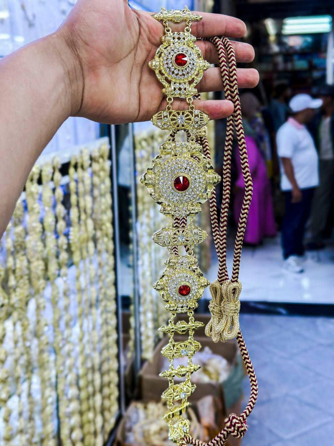 Moroccan Amazigh Bridal Belt – Handmade Gold Berber Jewelry With Red ...