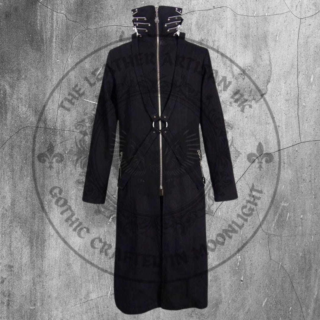 Men Punk Rock Coat Windbreaker Stand Collar Gothic Coat - Etsy
