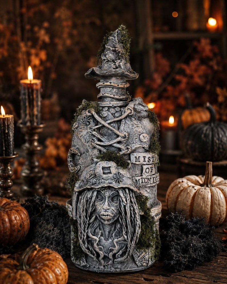 Handmade Witch Bottle Potion Decor: Gothic Halloween Spooky Shelf ...
