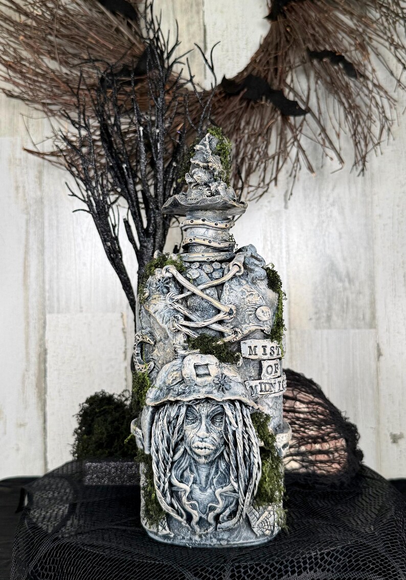Handmade Witch Bottle Potion Decor: Gothic Halloween Spooky Shelf ...